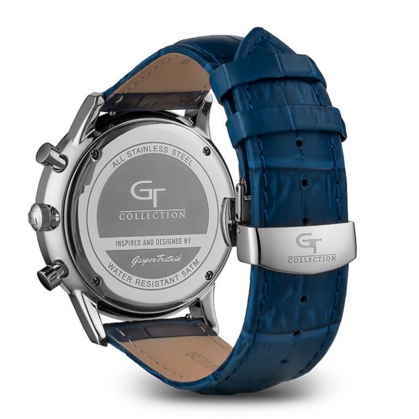 Men's Watch - Blue Leather Strap - White Watch Face – GT collection